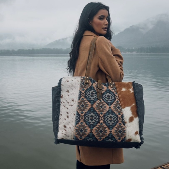Myra Bag | Bags | New Myra Bag Boho Cowhide Leather Canvas Weekender Travel Bag | Poshmark